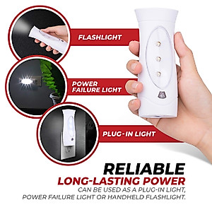 Amerelle LED Emergency Lights For Home Power Failure, 3 Pack - Triple Function Power Failure Light and Plug In Flashlight Combo, With Rechargeable Battery - Be Snow Storm & Hurricane Ready (71134)