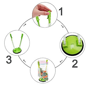 Baggy Rack Hands-Free Clip Food Storage Freezer Baggy Holder,Bag Holder For Plastic Bags Stand/Pack of 2 Green