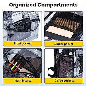 Vorspack Clear Backpack Heavy Duty PVC Transparent Backpack with Reinforced Strap for Workplace - Black