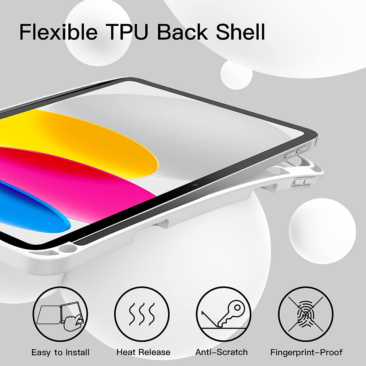 JETech Case for iPad 10 (10.9-Inch, 2022 Model, 10th Generation) with Pencil Holder, Slim Tablet Cover with Soft TPU Back, Auto Wake/Sleep (White)