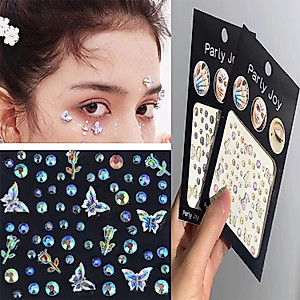 WUIOS Face Gems Stick on Eyes Face Body Rhinestones for Women Body Face Eyes Gems Crystals Rhinestone Gems Stickers for Face Eye Makeup Taylor Gems (Butterflies)