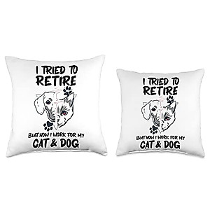Retirement Cat Dog Lover Gifts For Men Women I Tried Funny Cat & Dog Owner Retirement Throw Pillow, 16x16, Multicolor