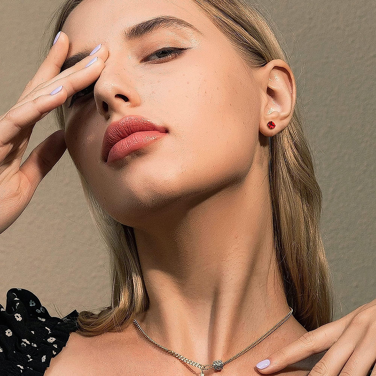 CASSIECA 5 Pairs Surgical Steel Screw Back Stainless Steel Stud Earrings for Women Men, Rainbow 5A Cubic Zirconia Sleeper Studs Hypoallergenic Earrings for Sensitive Ears 6mm