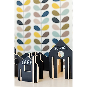 THE FRECKLED FROG Happy Architect - Create 'N’ Play - Set of 28 - Ages 2+ - Wooden Blocks for Preschoolers and Elementary Aged Kids - Construct Buildings, Towns and Cities - Blackboard Surfaces