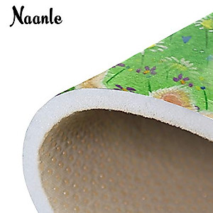 Naanle Easter Holiday Non Slip Area Rug for Living Dinning Room Bedroom Kitchen, 5' x 7'(58 x 80 Inches), Easter Rabbit Nursery Rug Floor Carpet Yoga Mat