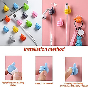 feliposi 18pcs Creative Silicone Thumb Wall Hook- Multi-Function Car Adhesive Cable Clip Key Hanger