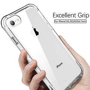 SKYLMW iPhone SE 2022/2020 Case, iPhone 7 Case, iPhone 8 Cover, Built-in Screen Protector Shockproof Dual Layer Protective Hard Plastic & Soft TPU Phone Cases for iPhone SE 4.7 inch, Clear