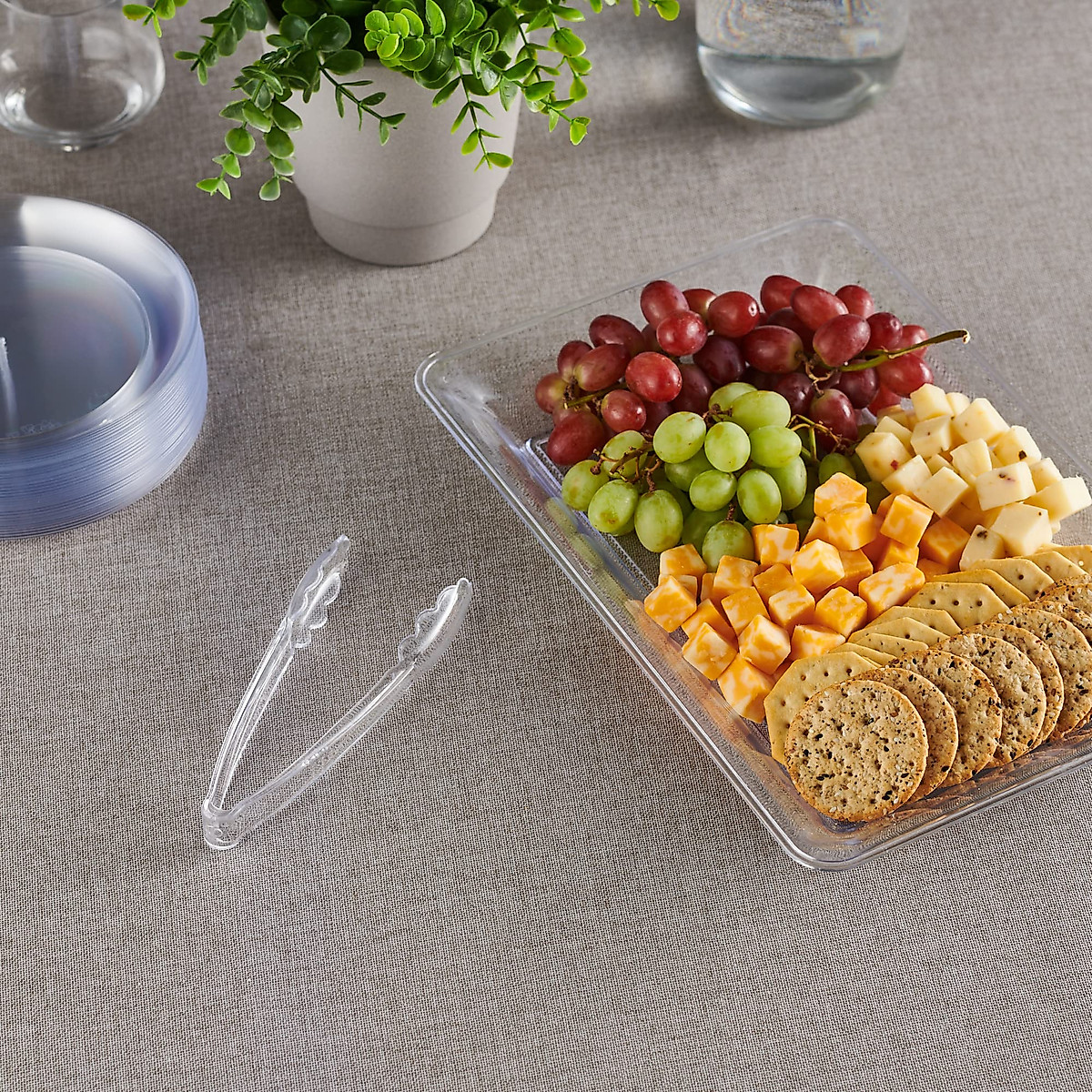 [Clear Tongs 7.5'' Inches] Plasticpro 7.5'' Serving Tongs Heavy Duty Reusable Kitchen and BBQ Clear Serving Tong for party's, Caterings, Events, Buffet, Weddings, And every Day use Pack of 12