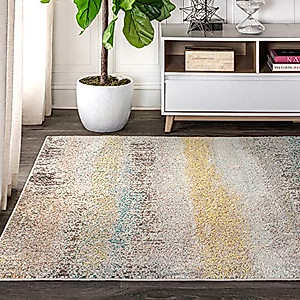 JONATHAN Y CTP105A-5 Contemporary POP Modern Abstract Vintage Indoor Area-Rug Bohemian Easy-Cleaning High Traffic Bedroom Kitchen Living Room Non Shedding, 5 X 8, Cream/Yellow