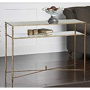 Uttermost Henzler Glass and Gold Leaf Console Table