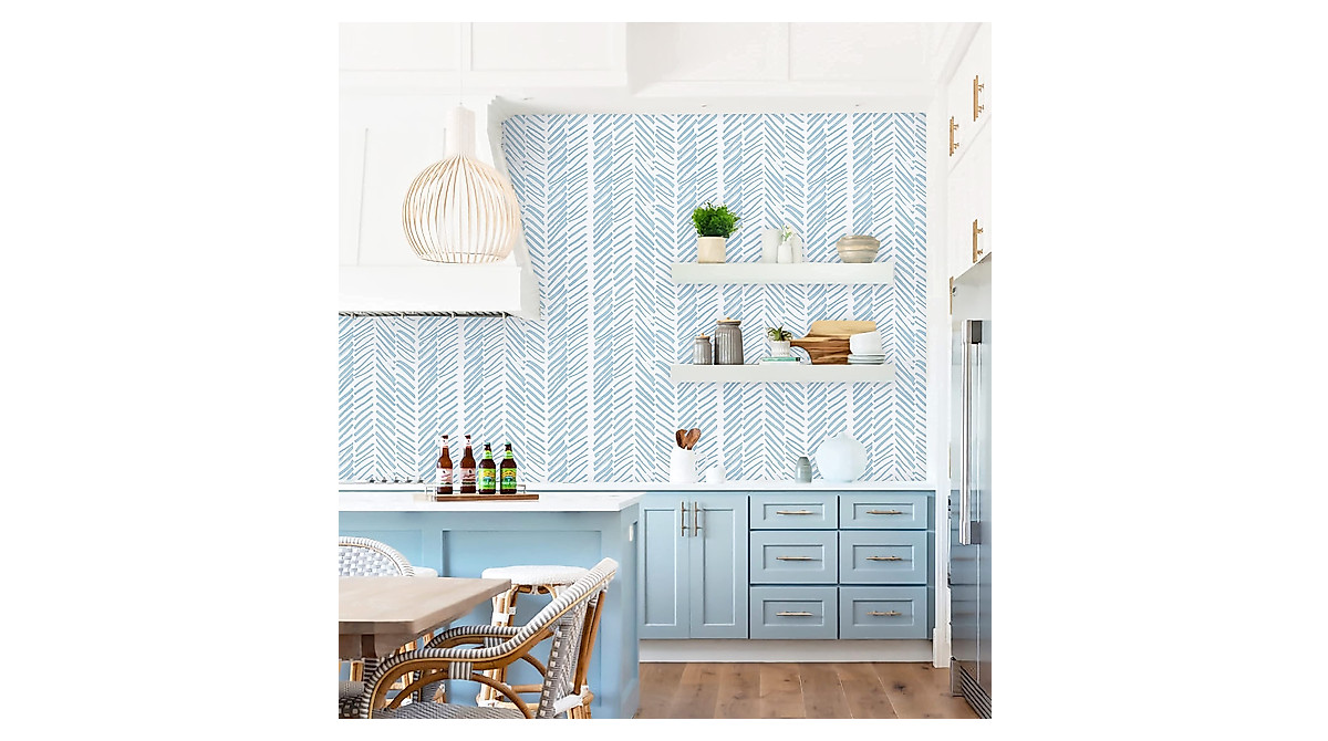 Guvana Blue Striped Peel and Stick Wallpaper - Easy Install
