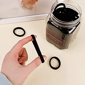 Hair Ties - Thick Seamless Cotton Hair Bands for Women Ponytail Holders Hair Ties for Thick Hair No Crease Damage (100&Black)