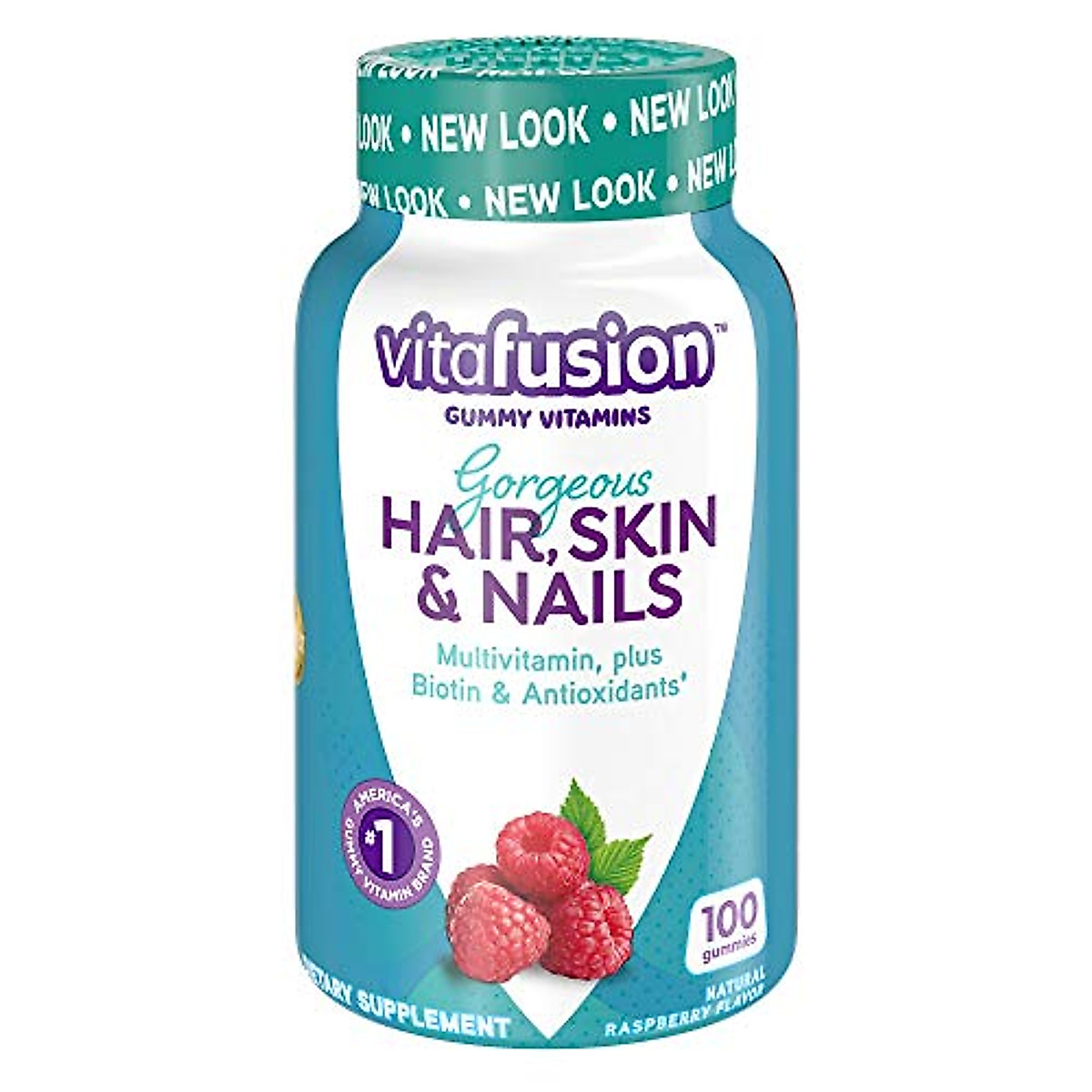 Vitafusion Gorgeous Hair, Skin Nails Multivitamin Gummy Vitamins, plus Biotin and Antioxidant vitamins CE, Raspberry Flavor, 100ct (33 day supply), from America’s Number One Gummy Vitamin Brand