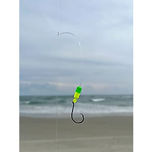 3 Pack '#1' Pompano Rig Surf Fishing Hi-Lo Double Drop Hand-Tied 25LB Mono (Chartreuse/Green)