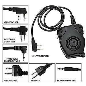 TSVISIONCORE kenwood U94 PTT 2pin，for Baofeng UV5R etc. ，Airsoft Tactical Headset (PL)