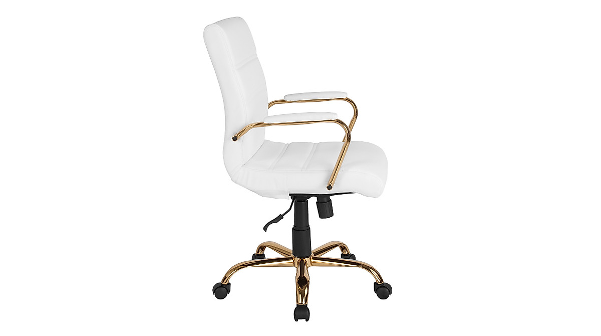 EMMA + OLIVER White LeatherSoft Executive Office Chair