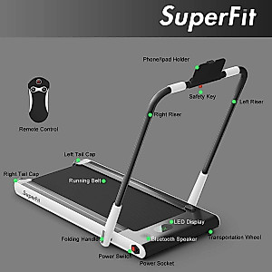 Goplus 2 in 1 Folding Treadmill, 2.25HP Under Desk Electric Superfit Treadmill, Installation-Free with APP Control, Remote Control, Blue Tooth Speaker and LED Display, Walking Jogging for Home White