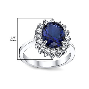 Metal Masters Solid Sterling Silver Kate Middleton's Engagement Ring with Simulated Sapphire Blue Color Cubic Zirconia 7