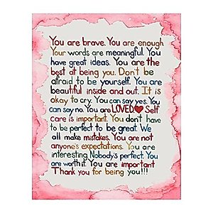 You Are Brave Inspirational Wall Art Print – Motivational Wall Decor for Home, Office, Bedroom, Classroom & School - Unframed 8x10" Poster Print Gift for Boys & Girls (Pink)