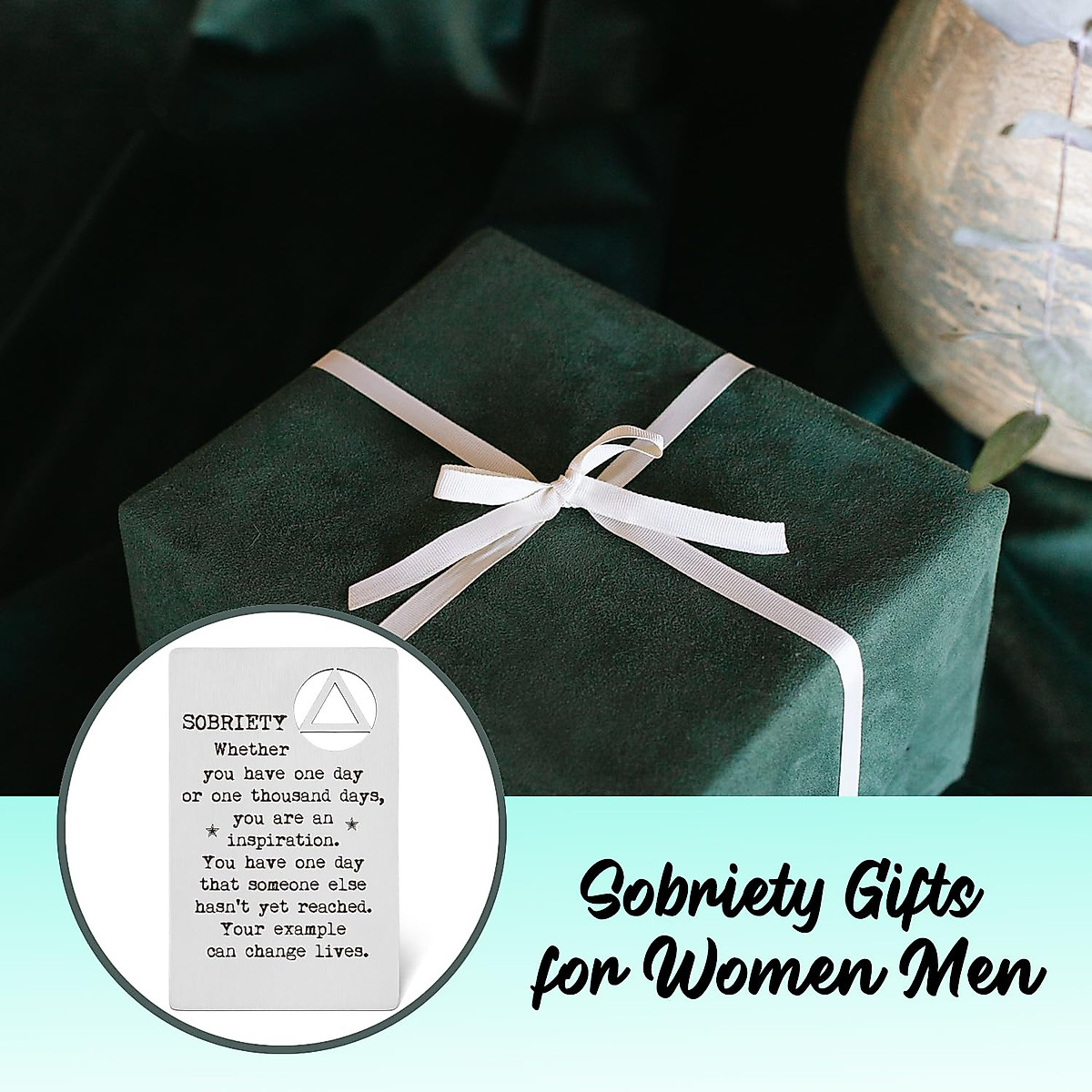 clesellix Sobriety Gifts for Women Men, Sobriety Gift Card Metal Wallet Insert Card, Addiction Recovery Gift AA Gift NA Gift 12 Step Gifts, Sober Anniversary Birthday Christmas Keepsake WSOC1