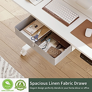 FEZIBO 48 x 24 Inches Standing Desk with Drawer, Adjustable Height Electric Stand up Desk with Storage, Sit Stand Home Office Desk, Ergonomic Computer Desk, White