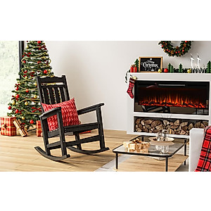 Stoog All-Weather Patio Rocking Chair with 400 lbs Weight Capacity, Oversized Porch Rocker Chair, for Backyard, Fire Pit, Lawn, Garden, Outdoor and Indoor, Black