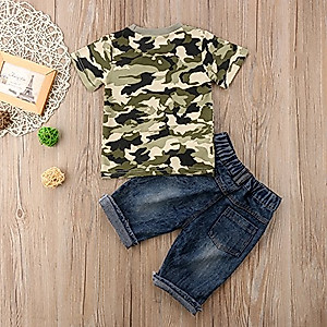 MA&BABY Casual Toddler Kids Boys Girls Tops T-Shirt Denim Pants Outfits Set Clothes 1-6Y (4-5T) Boy Boss