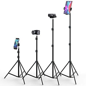 Smatree iPad Tripod Stand Floor Stand, Height Adjustable Foldable Tripod Stand for Cell Phone/Tablet/Camera/Logitech Webcam, Compatible with iPhone/iPad Pro/Mini/Air, Height Adjustable 27.5-82.6 Inch