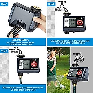 DEWENWILS Sprinkler Timer, Water Timer for Garden Hose, Programmable Hose Timer Automatic Faucet Watering Irrigation Timer for Yard Lawn, Manual Rain Delay Mode, Low Battery Warning