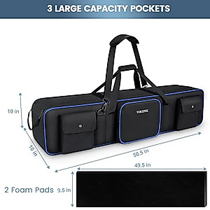 YOREPEK Tripod Carrying Case Bag 50.5", Resistant Light Stand Bag with 2 Removable Padding, Photo Studio Equipment Case for Tripods, Monopods, Speaker Stands, Umbrellas, Gear, Mic Stand, Tent Pole