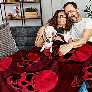 Soft and Warm Throw Blanket for Couch,Halloween red Skull,Fleece Blanket Decorative Blankets Bed Blanket