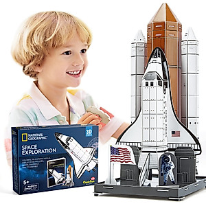 3D Puzzles for Kids Ages 3-5 4-8 National Geographic NASA Space Shuttle Rocket Ship, Space Toys for Kids 3-5 Space Toys for Boys 5-8, Space Exploration with Booklet, Toys for 5 Year Old Boys Girls