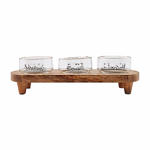 Mud Pie Snack Bowl & Stand Set, Bowl 2" X 3 1/2" Dia | Stand 5" X 13 3/4",Brown