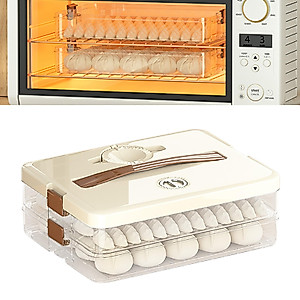 Dumpling Storage Box with Lids, Large Capacity Stackable Food Containers, Multi Layer Transparent Plastic Airtight Food Container Kitchen Supplies for Kitchen Fridge (2 Layers)