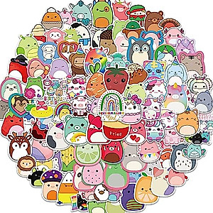 Cute Squishmallows Stickers 100 Pack Cartoon Animal Aesthetic Sticker Decals for Kids Grils Boys Teens Squishmallows Stickers for Water Bottle Notebooks Party Favor Bags and Centerpieces