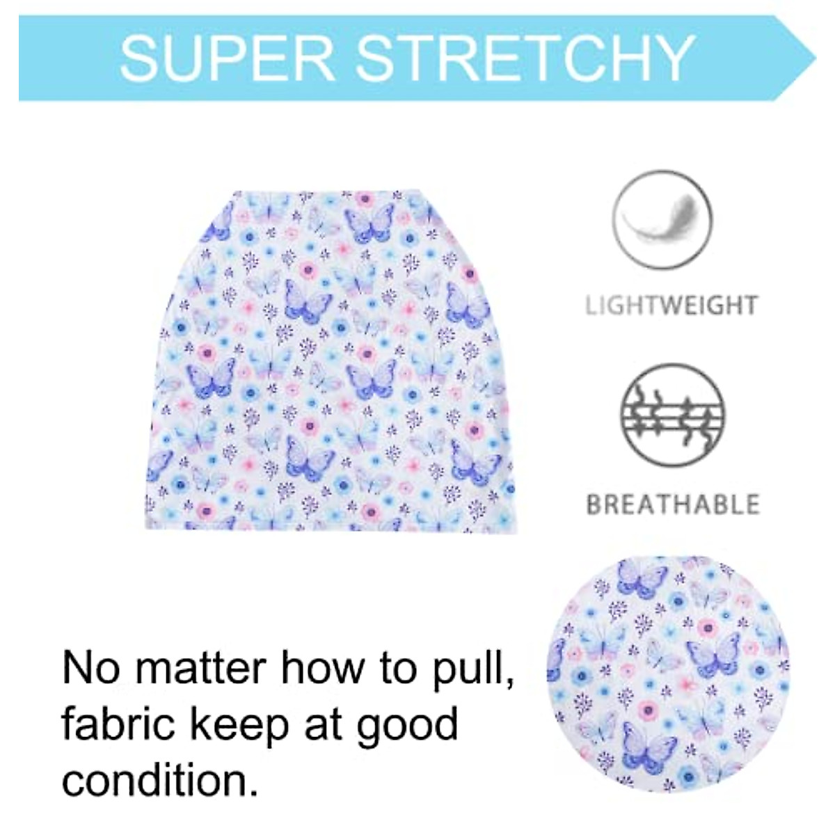 Baby Car Seat Covers Canopy Cover, Stretchy Car Seat Covers for Babies, Soft Jersey Nursing Breastfeeding Cover, Multi-use Cover Infant Carseat Canopy, Baby Boys & Girls Shower Gifts (Butterfly)