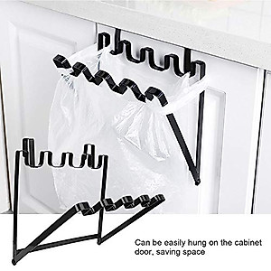 Household Waste Garbage Bag Hanging Rack Rubbish Bag Holder Kitchen Cabinet Bag Rack Holder Accessory Waste Bag Rack Kitchen Supplies(Black)