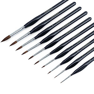 Transon 10pcs Miniature Model Natural Hair Round Painting Brush Set for Warhammer 40k Detail Art Painting Watercolor Painting Acrylic Painting Gouache and Ink Painting