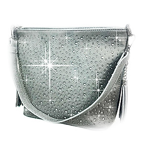 Zzfab Star Sparkling Rhinestones Crossbody Bag Pewter