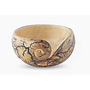 GoCraft Wooden Yarn Storage Bowl | Knitting Crochet Accessories | Fractal Burn Wood Bowl (5.5" X 3")