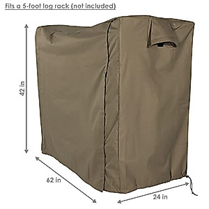 Sunnydaze 5-Foot Firewood Log Rack Cover - Weather-Resistant Outdoor Heavy-Duty Polyester with PVC Backing - Khaki