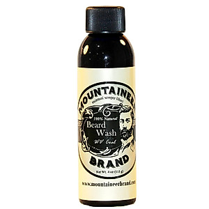 Mountaineer Brand Beard Wash For Men | 100% Natural Beard Shampoo | Thick Cleaning Softening Lather for Hair and Skin | Hydrate and Detangle | Grooming Treatment | WV Coal Scent 4oz