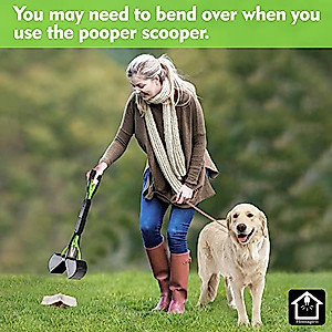 HOMAGICO Pooper Scooper, Portable Dog Pooper Scooper with Long Handle, Foldable Pooper Scooper for Large Medium Dogs with Bag Attachment, Easy to Use Perfect for Grass, Dirt, Gravel (Green)