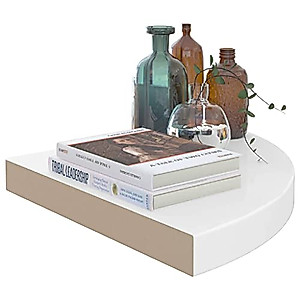 Natulvd Corner Floating Shelves, Φ13.8 Wall Shelf Set of 2, Shelves for Wall Decor, Wall Mount Display Shelf with Invisible Brackets for Bathroom Bedroom Kitchen Garage - White Gloss