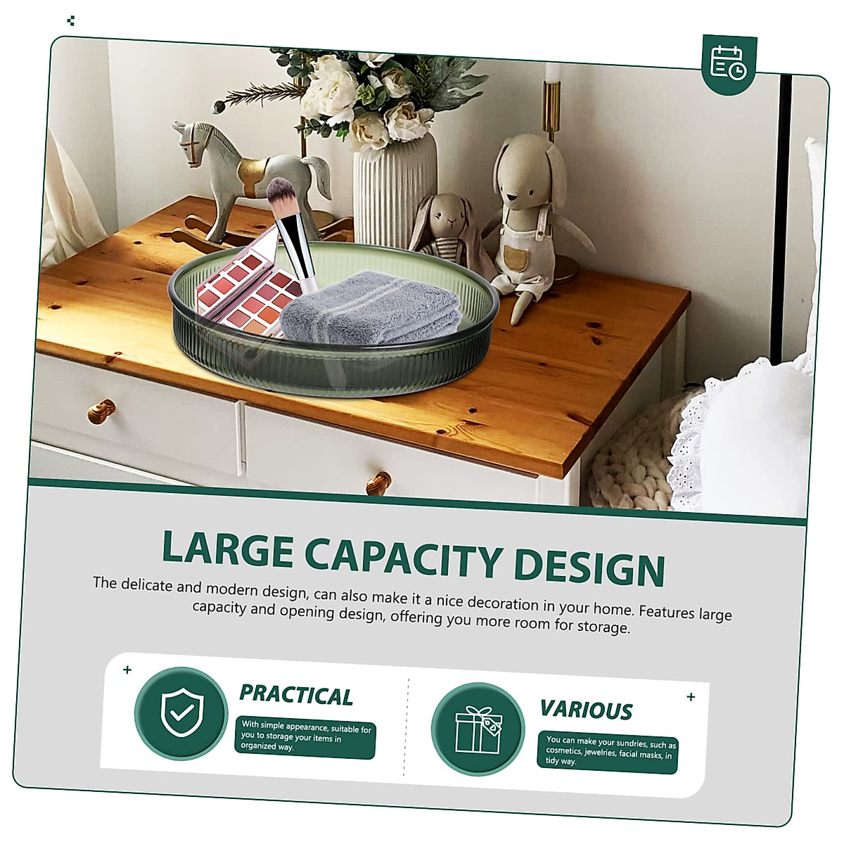 Zerodeko rotatable Tray Organizer Round Cosmetic Storage Tray Turntable Rack Bathroom Storage Tray Kitchen Lazy Susans Fridge Round Stand Spice Rack to Rotate Household Storage Rack The pet