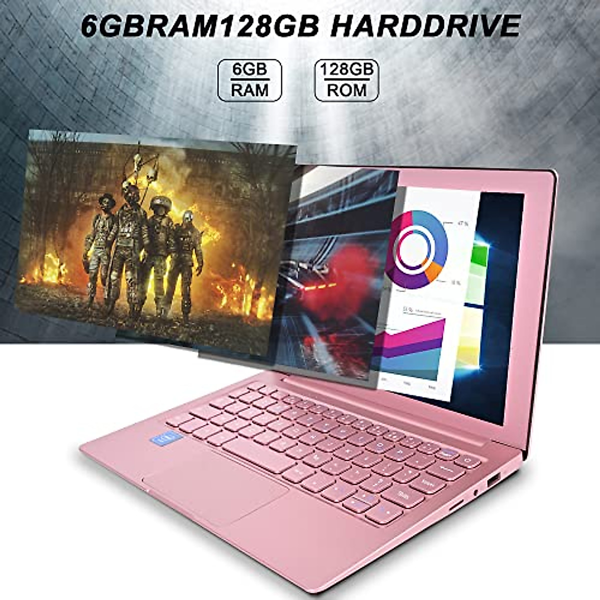 HBESTORE Laptop 10.1Inch 8GB RAM 128GB SSD Mini Ultrabook,Windwos11 OS with Intel Gemini Lake N4120 Quad Core Processor Up to2.6GHz 2.4G/5G WiFi+Mini HDMI+USB3.0 +Metal Shell (Rose Gold)