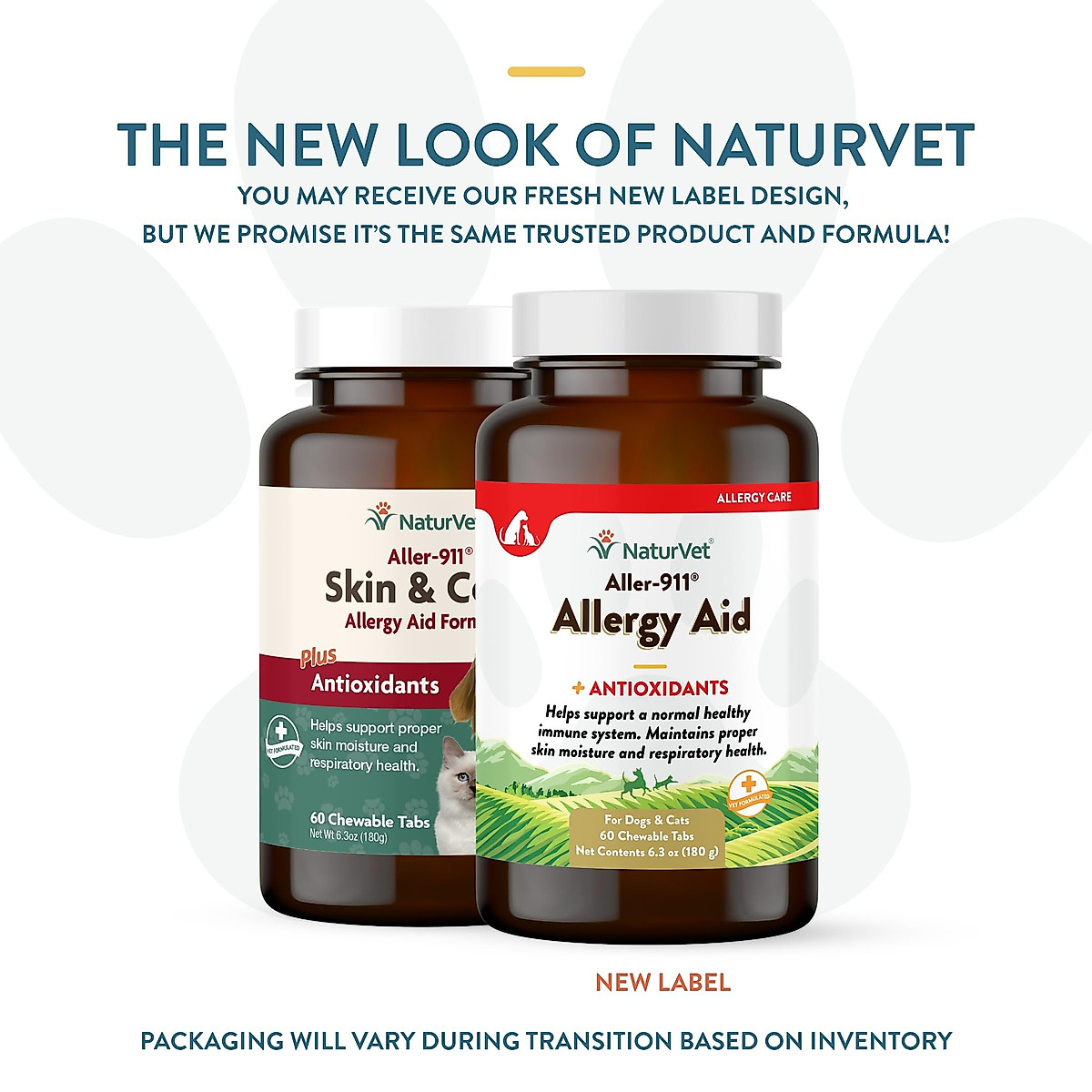NaturVet Aller-911 Advanced Allergy Aid for Dogs, Cats – Antioxidant-Rich Pet Supplement with Omegas, DHA, EPA – Helps Support Dog Immune System, Cat Respiratory Health, Skin Moisture 60 Ct.