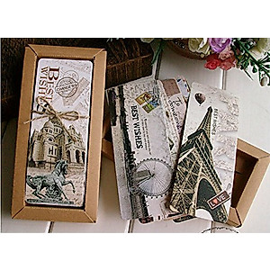 AKOAK 30 Piece Set Vintage European Scenes Retro Old Travel Postcard Bookmarks,Note Pads,Memo Pads