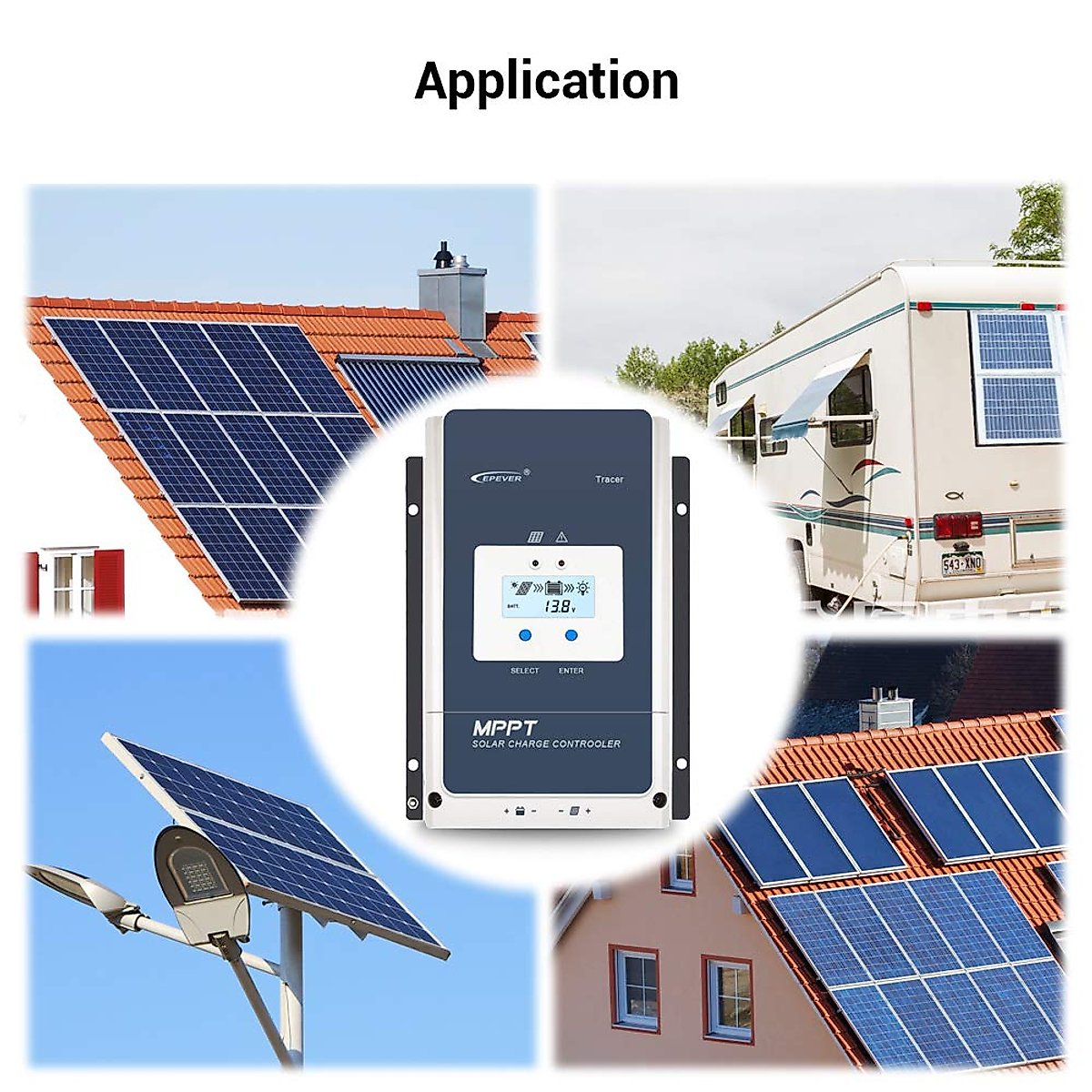 EPEVER 60A MPPT Solar Charge Controller 12V/24V/36V/48VDC Auto System Voltage Max.PV 150V Solar Panel Regulator with Backlight LCD Display(Tracer 6415 an)