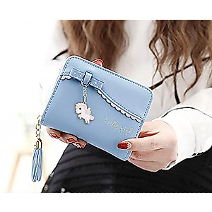 UTO Wallet for Girls Cute Unicorn Bowknot Women Coin Purse Card Bill Holder Organizer